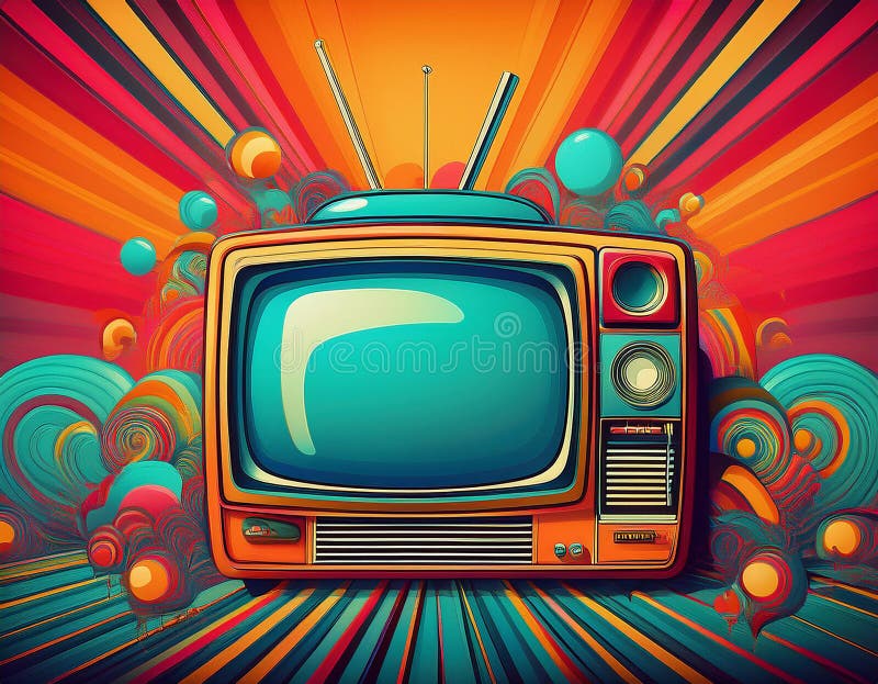 Funky Abstract Background with Cool Retro TV Stock Illustration ...