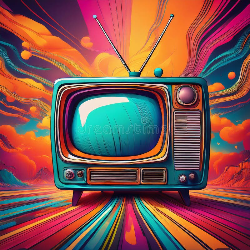 Funky Abstract Background with Cool Retro TV Stock Illustration ...
