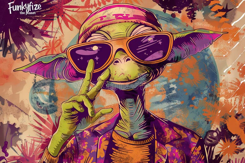 Funky Alien Funkyfize the Planet Earth Generative AI Stock Illustration ...