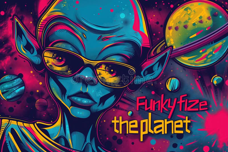 Funky Alien Funkyfize the Planet Earth Generative AI Stock Illustration ...