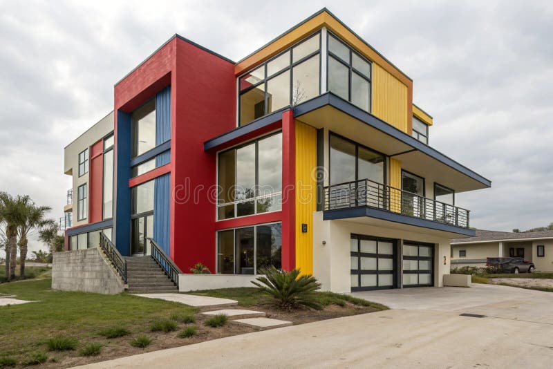 Funky Architecturally Designed Modern Home Stock Illustration ...