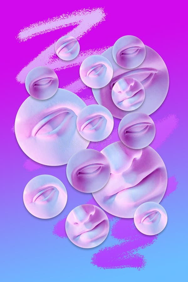 Funky Background. Collage with Plaster Antique Sculpture of Human Face ...