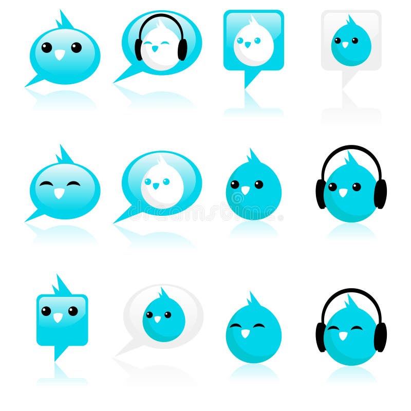 Funky blue bird icons stock vector. Illustration of bird - 17201426