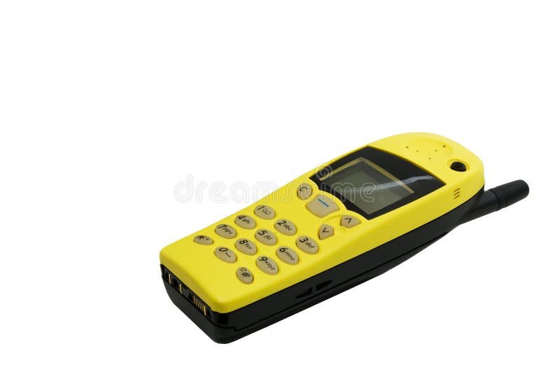 Funky Bright Yellow Retro Cellphone Stock Photo - Image of copy, brick ...
