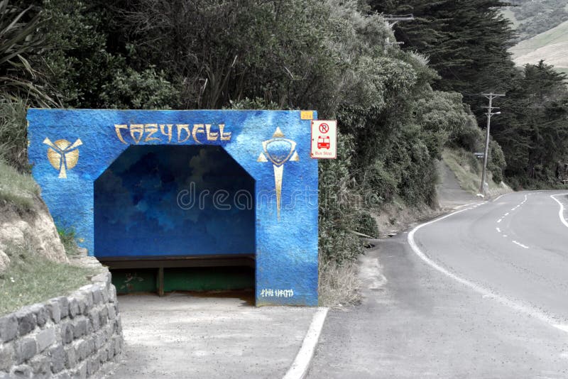 Funky Bus Stop stock image. Image of colour, road, lazy - 5008449