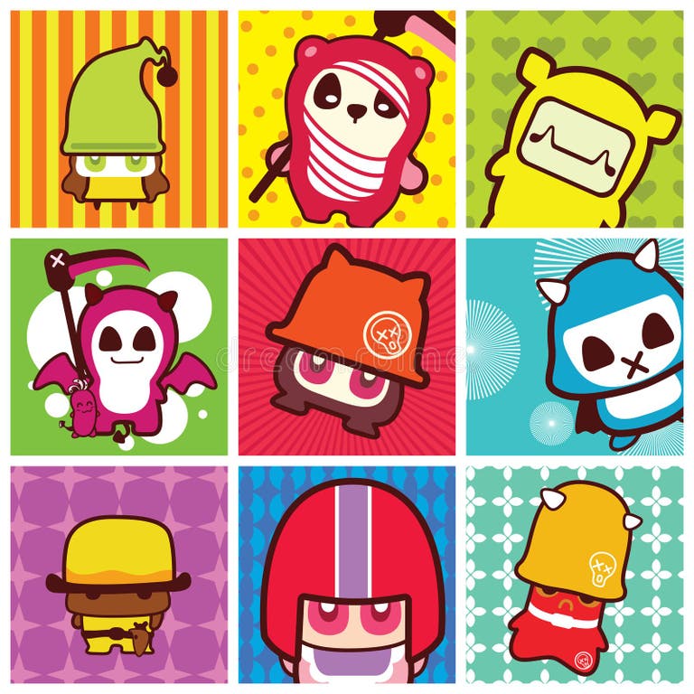 Funky cartoon icons stock vector. Illustration of decorative - 9067034