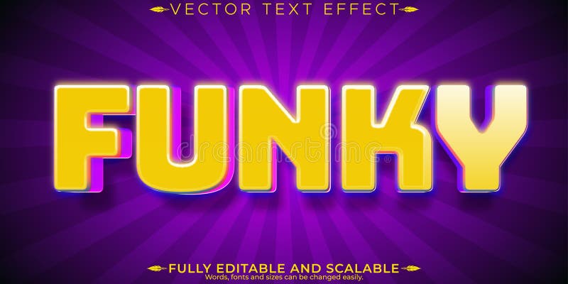 Funky Cartoon Text Effect, Editable Funny and Hippie Font Style Stock ...
