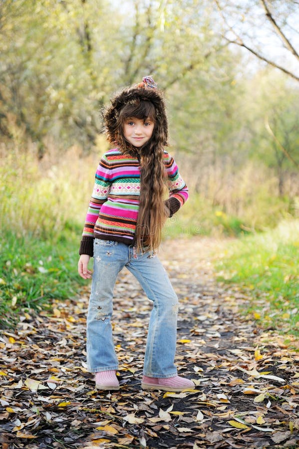Funky Child Posing Outdoors in Colorful Blouse Stock Image - Image of ...