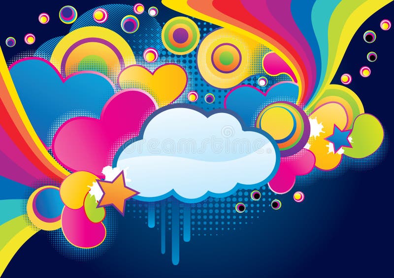 Funky cloud stock vector. Illustration of orange, floral - 7641512