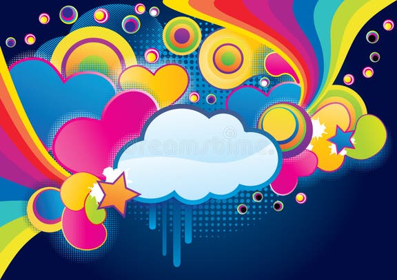 Funky cloud stock vector. Illustration of orange, floral - 7641512