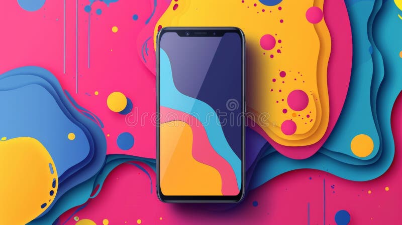 A Funky and Colorful Background with a Blank Smartphone Screen Ideal ...