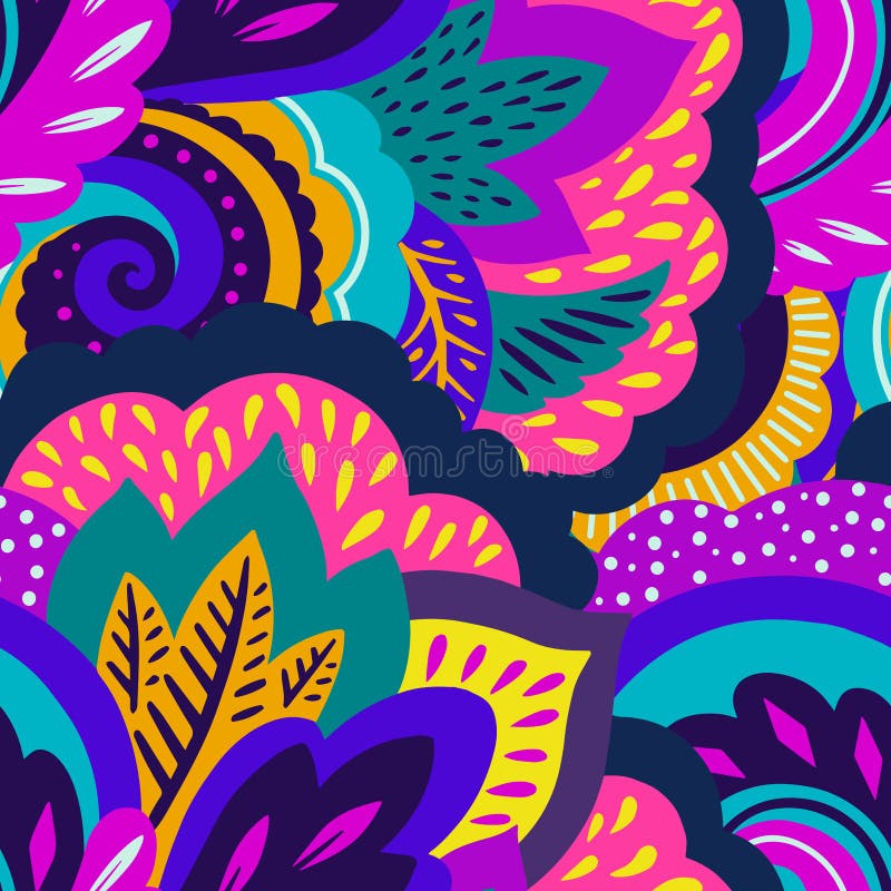 Funky Colorful Seamless Psychedelic Texture for Decoration and Design ...