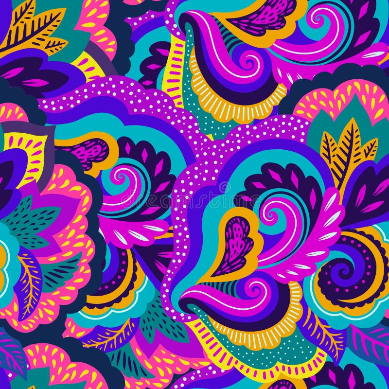 Funky Colorful Seamless Psychedelic Texture for Decoration and Design ...