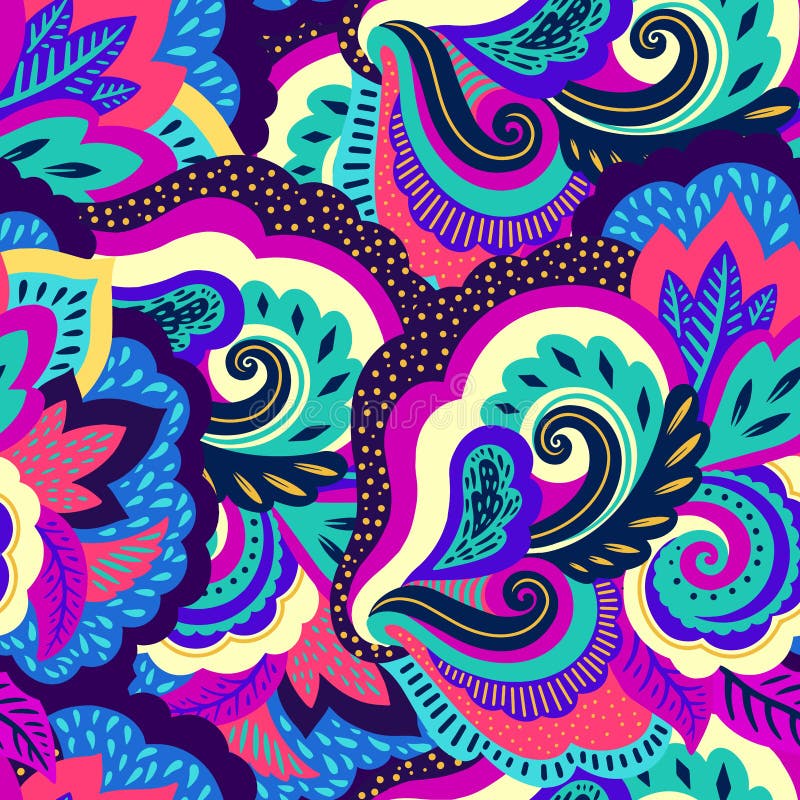 Funky Colorful Seamless Psychedelic Texture for Decoration and Design ...