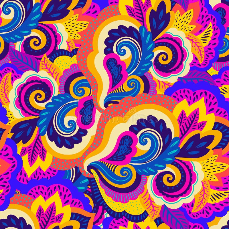 Funky Colorful Seamless Psychedelic Texture for Decoration and Design ...