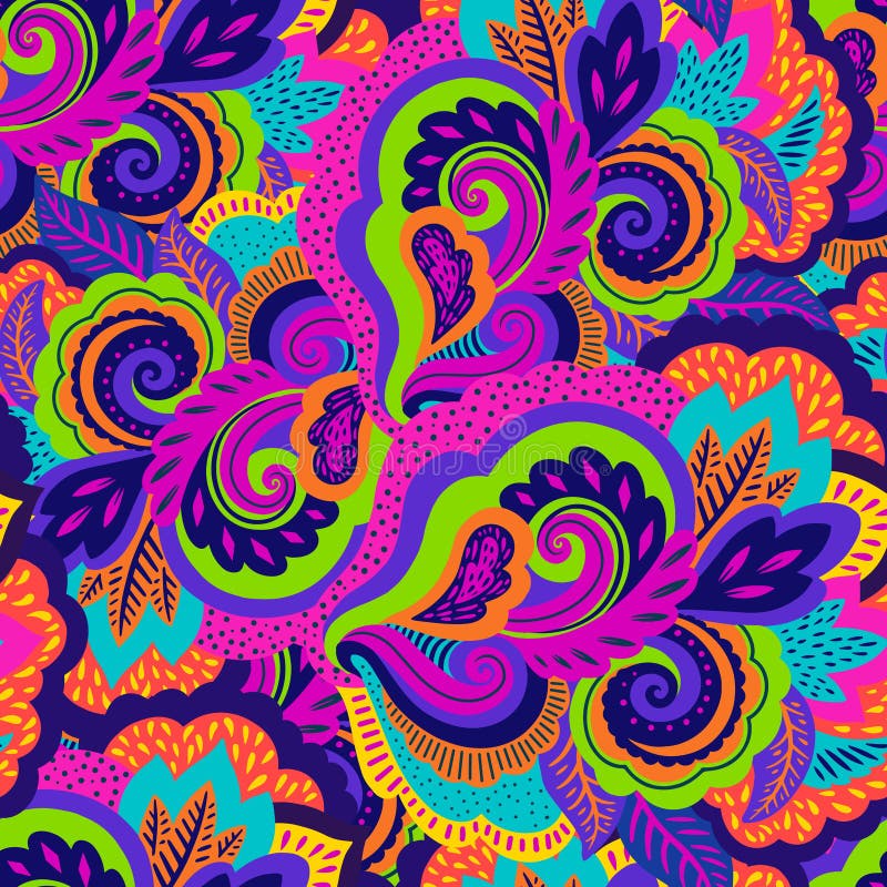 Funky Colorful Seamless Psychedelic Texture for Decoration and Design ...