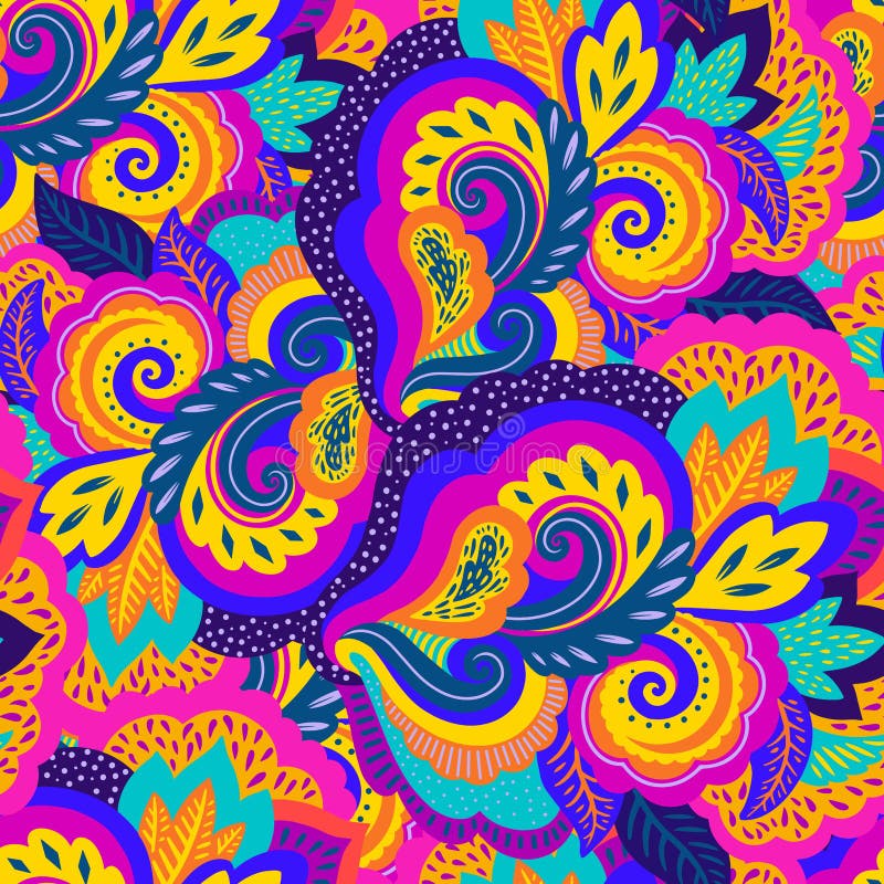 Funky Colorful Seamless Psychedelic Texture for Decoration and Design ...