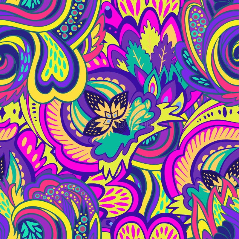 Funky Colorful Seamless Psychedelic Texture for Decoration and Design ...