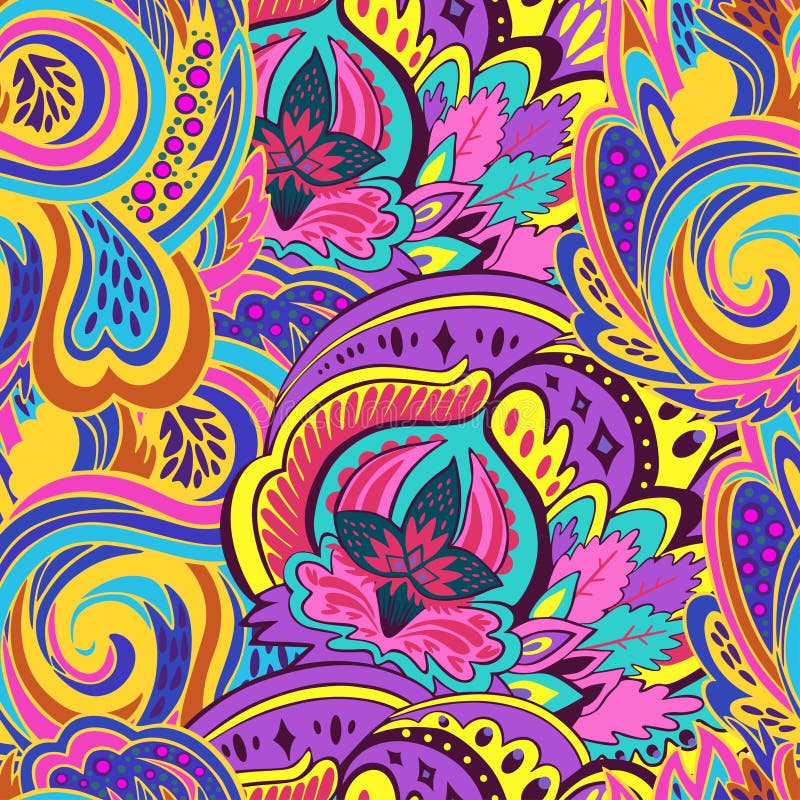 Funky Colorful Seamless Psychedelic Texture for Decoration and Design ...