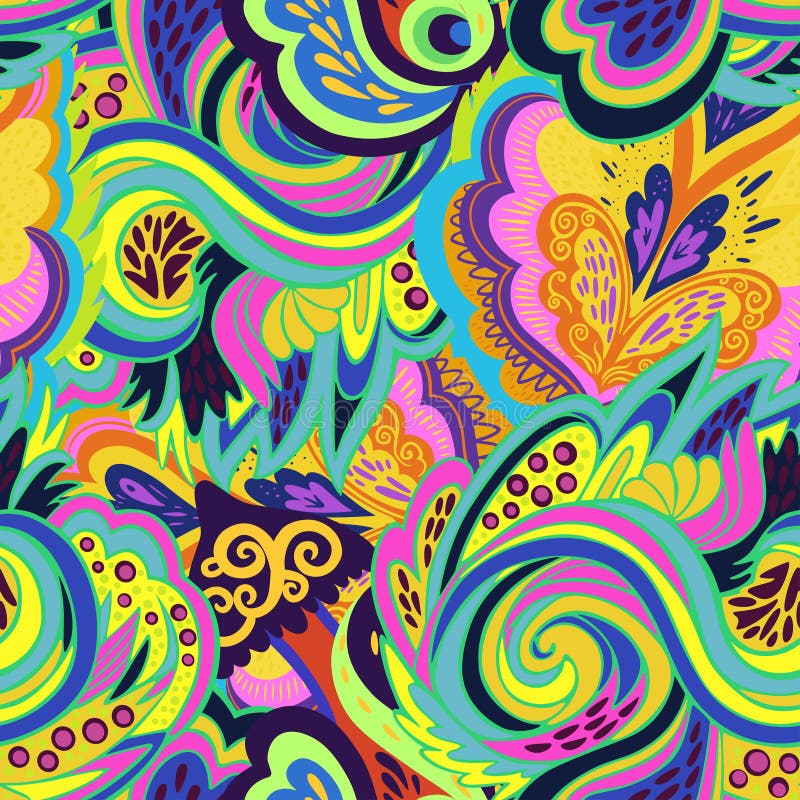 Funky Colorful Seamless Psychedelic Texture for Decoration and Design ...