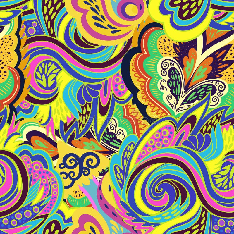 Funky Colorful Seamless Psychedelic Texture for Decoration and Design ...