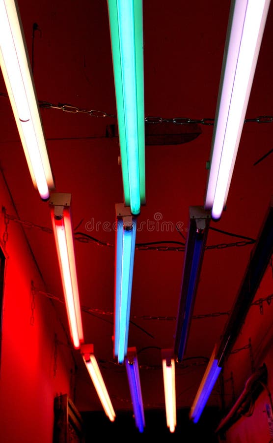 Funky Coloured Strip Lights Stock Image - Image of ceiling, color: 1329933
