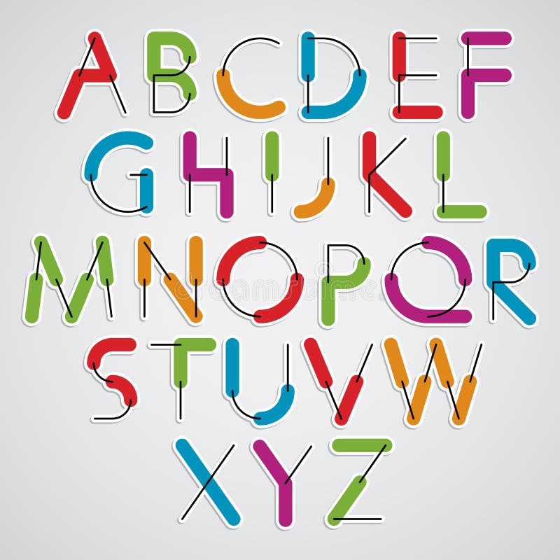 Funky Constructive Vector Colorful Font, Cartoon Rounded Letters Stock ...