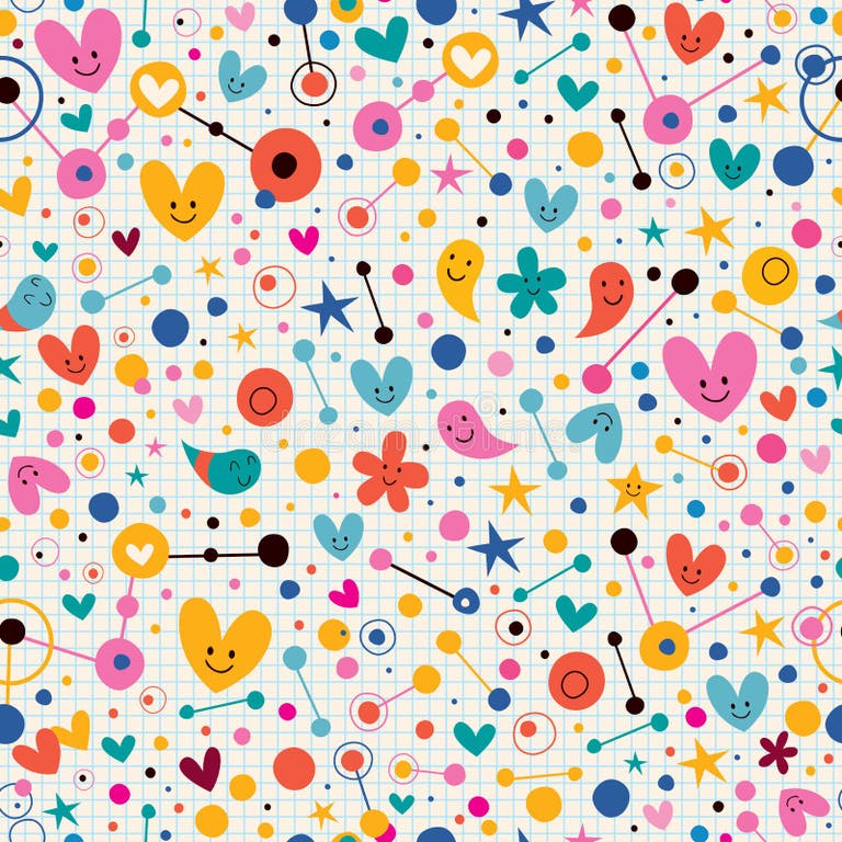 Funky Cute Cartoon Retro Note Book Paper Pattern Stock Vector ...