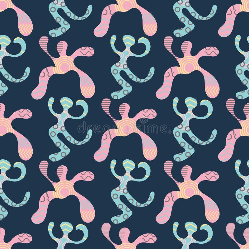 Funky Dancing People Vector Pattern Background. Fun Backdrop of ...