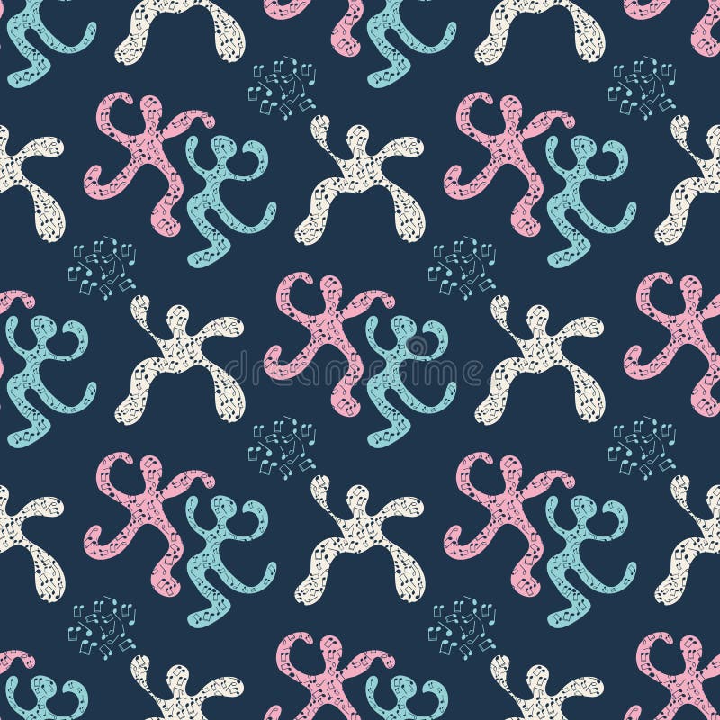 Funky Dancing People Vector Pattern Background. Fun Backdrop of ...
