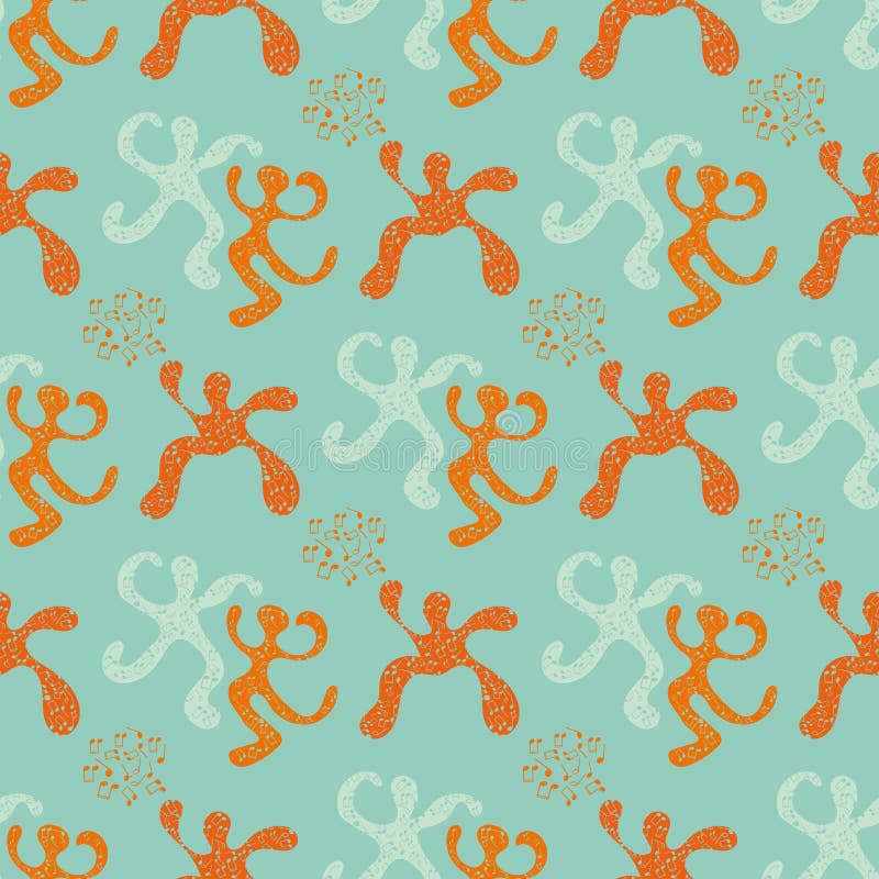 Funky Dancing People Vector Pattern Background. Fun Backdrop of ...