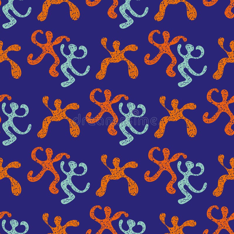 Funky Dancing People Vector Pattern Background. Fun Backdrop of ...