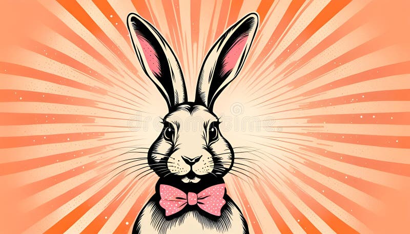 Funky easter bunny card stock illustration. Illustration of pink ...