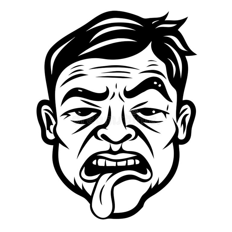 Funky Face Illustration with Distorted Expression for Unique Tattoo and ...