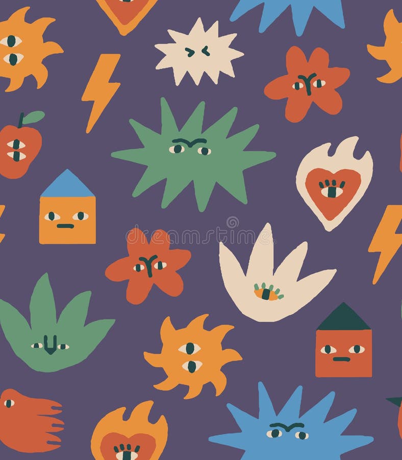 Funky Faces Abstract Modern Pattern in Vector Stock Vector ...