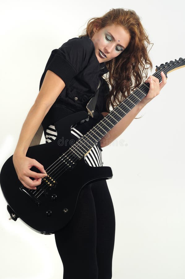 Funky Female Playing Guitar Stock Image - Image of girl, joyful: 24706479