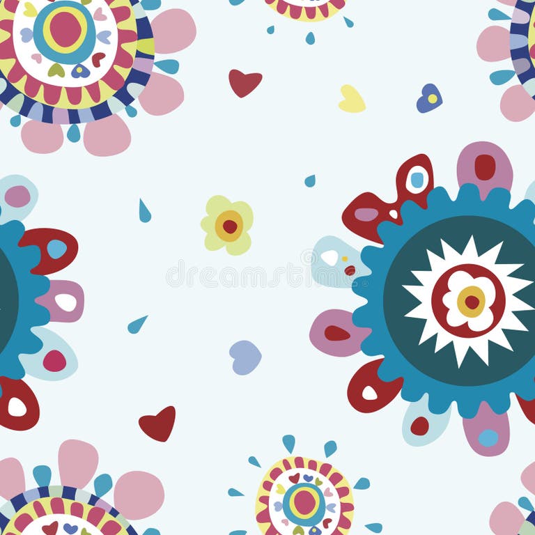 Funky Flowers Seamless Pattern Stock Vector - Illustration of intricate ...