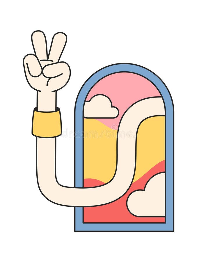 Funky Groovy Hand Appearing Window Stock Illustration - Illustration of ...