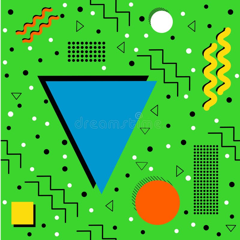 Funky Memphis Pattern on Green Stock Vector - Illustration of repeating ...