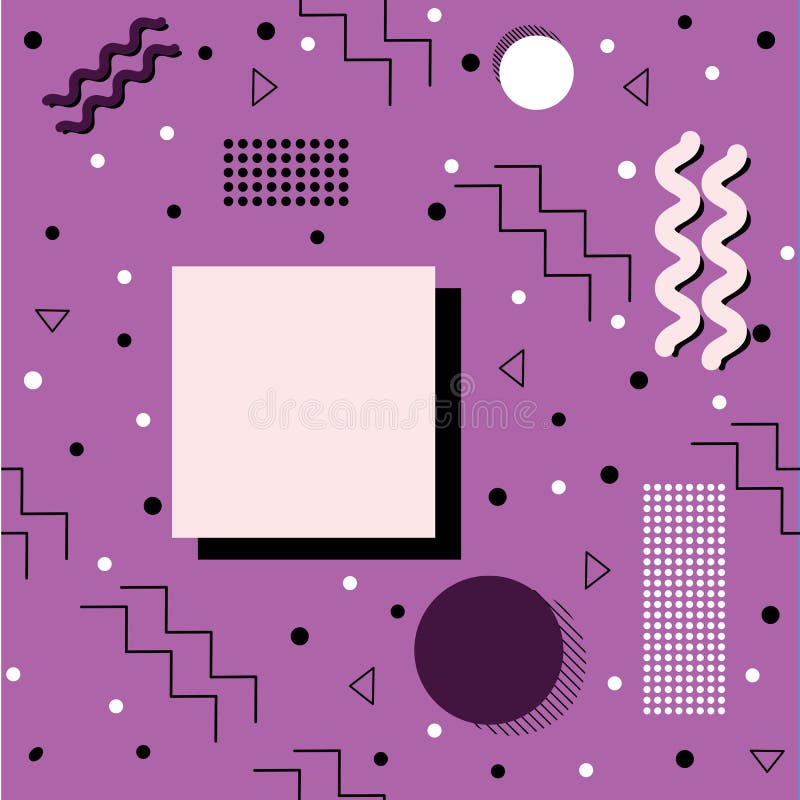Funky Memphis Pattern on Purple Stock Vector - Illustration of design ...