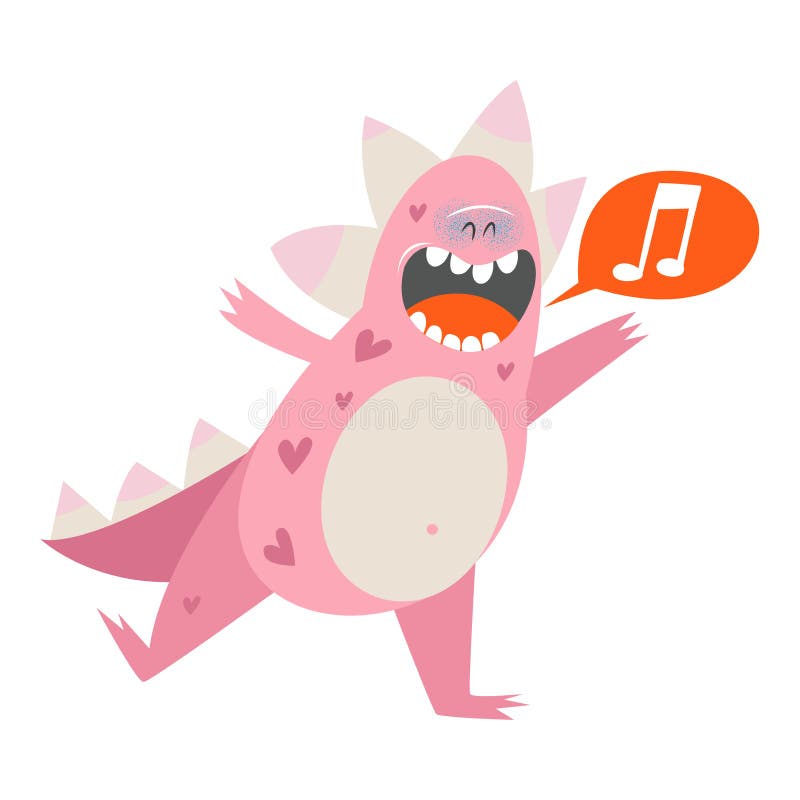 Funky Monster with Spikes Dancing and Singing Vector Illustration Stock ...