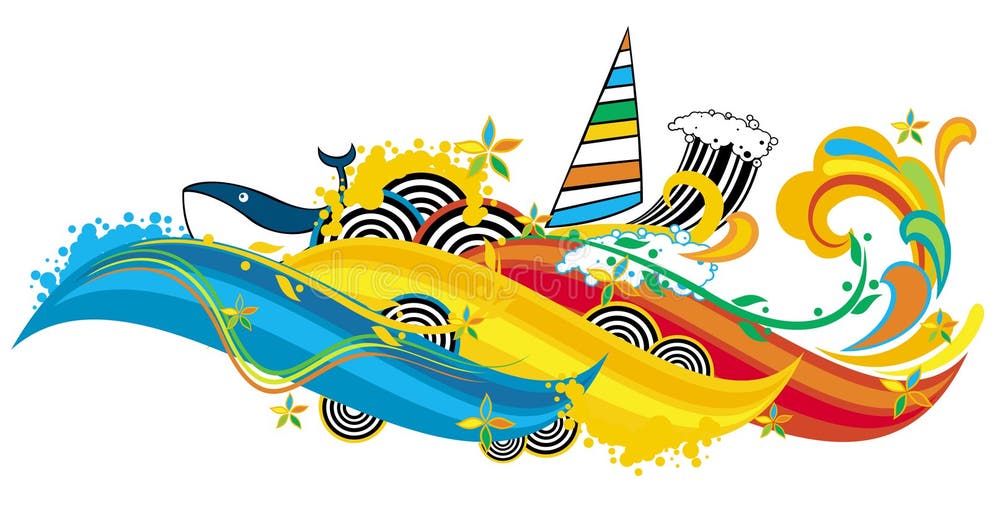 Funky ocean stock vector. Illustration of fish, sail - 11564131