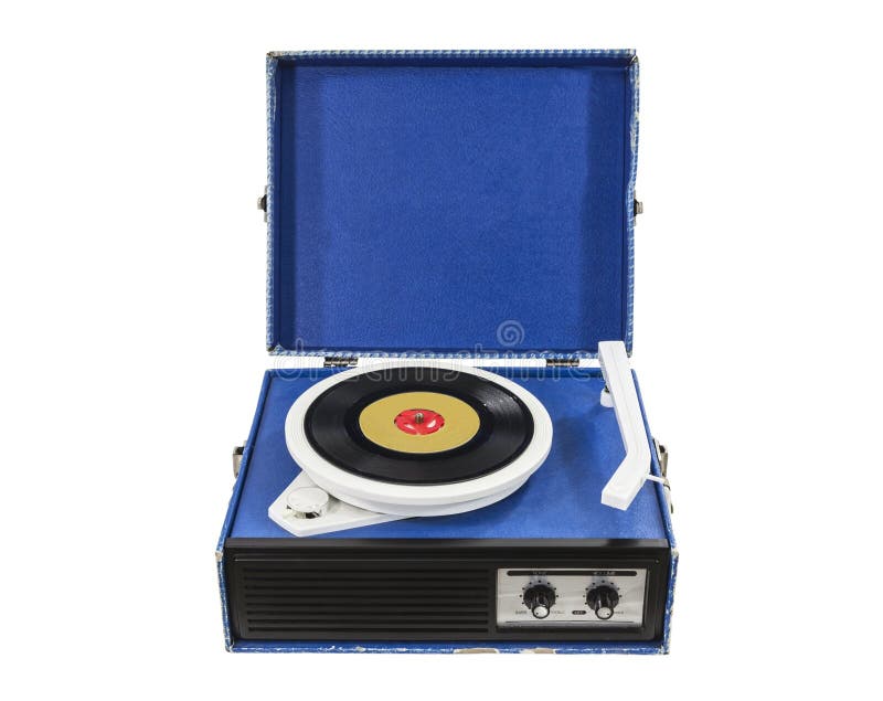 Funky Old Blue Record Player Stock Image - Image of path, playing: 37055535