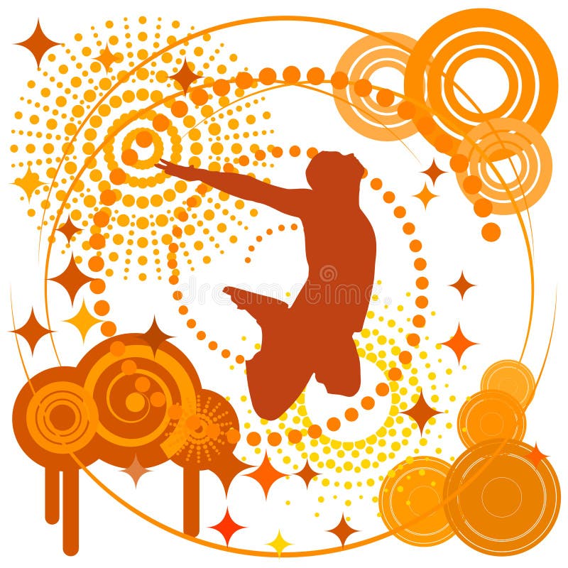 Funky Orange and Yellow Circular Shapes on a Black Background Seamless ...