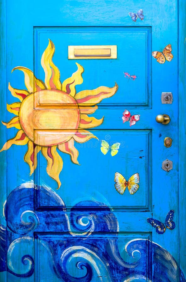 Funky painted door editorial image. Image of azure, decor - 113792585