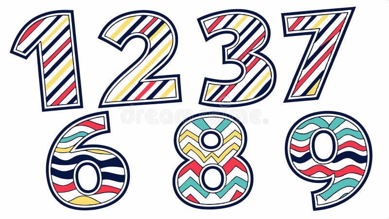 Funky Patterned Numbers 123, Playful Typography Design Vector Design ...