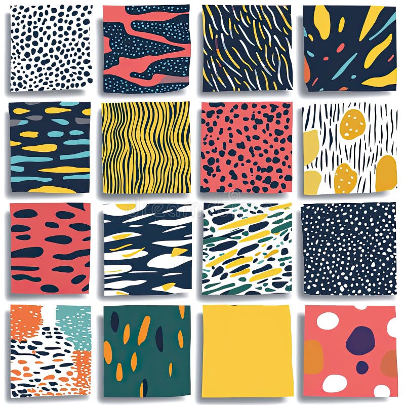 Funky Polka Dots and Textured Patterns. Stock Illustration ...