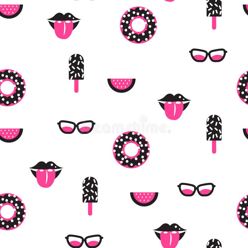 Funky Pop Pink and Black Vector Seamless Pattern. Stock Vector ...