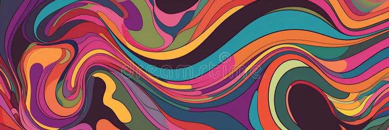 Funky Psychedelic Abstract Waves Background Banner, Generative AI Stock ...