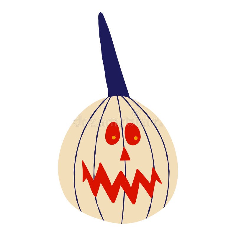 Funky Pumpkin with an Evil Muzzle, an Illustration in a Modern Childish ...